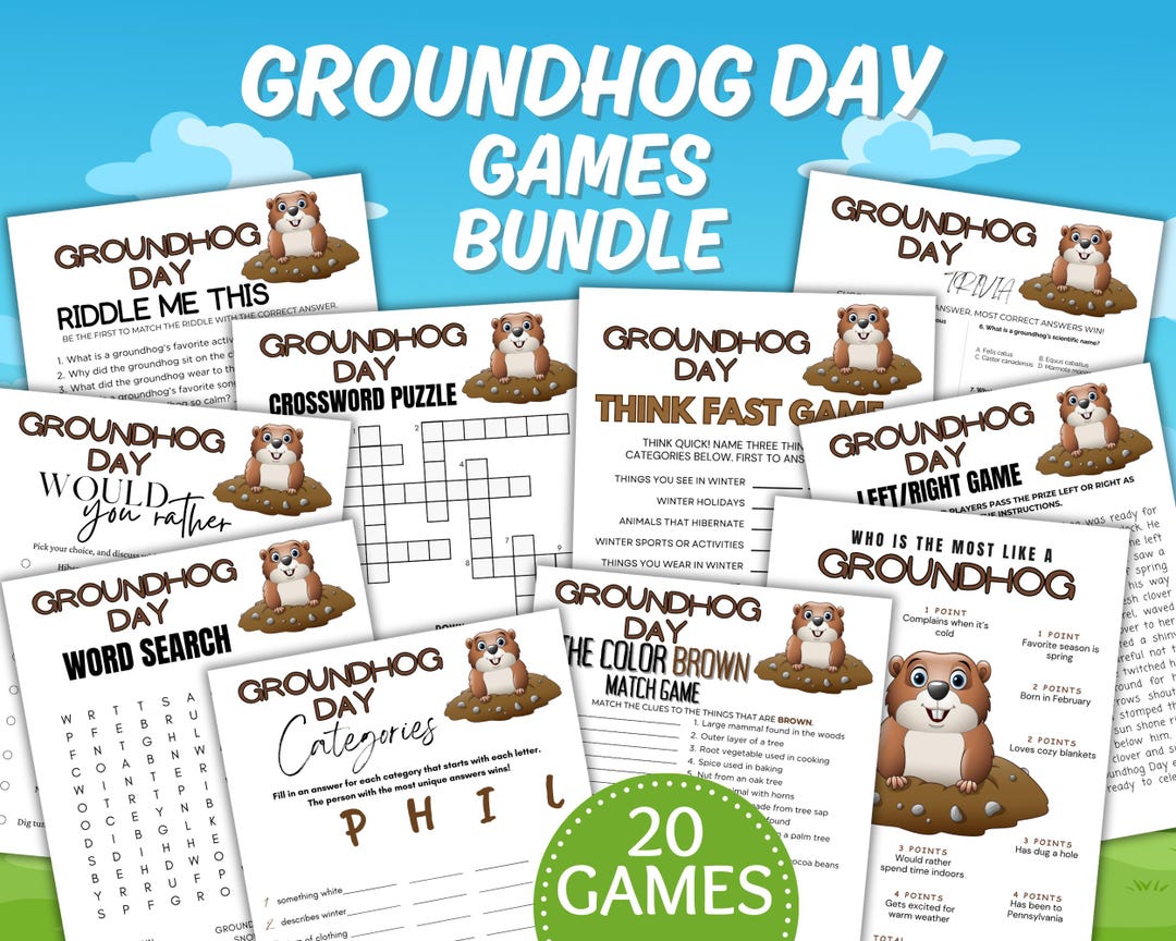 Groundhog Day Game Bundle, Groundhog Activities, Groundhog Day Party ...