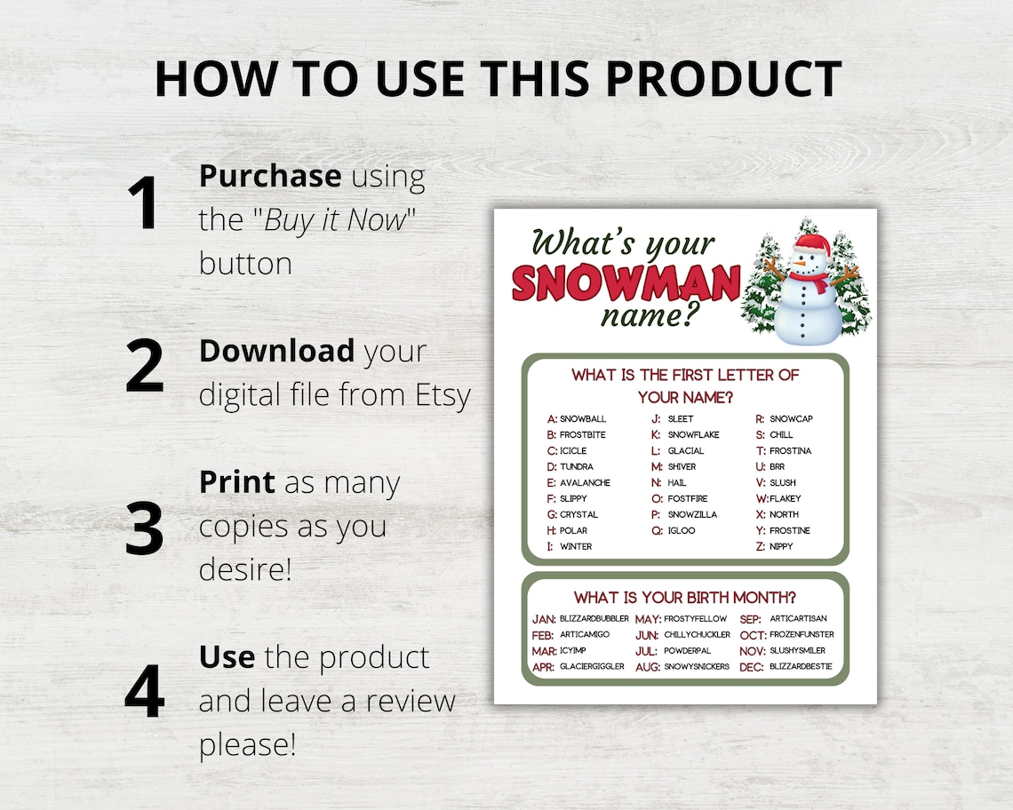 Snowman Name Game Printable, What's Your Snowman Name Game, Name ...