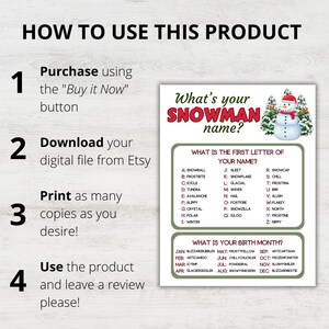 Snowman Name Game Printable, What's Your Snowman Name Game, Name ...