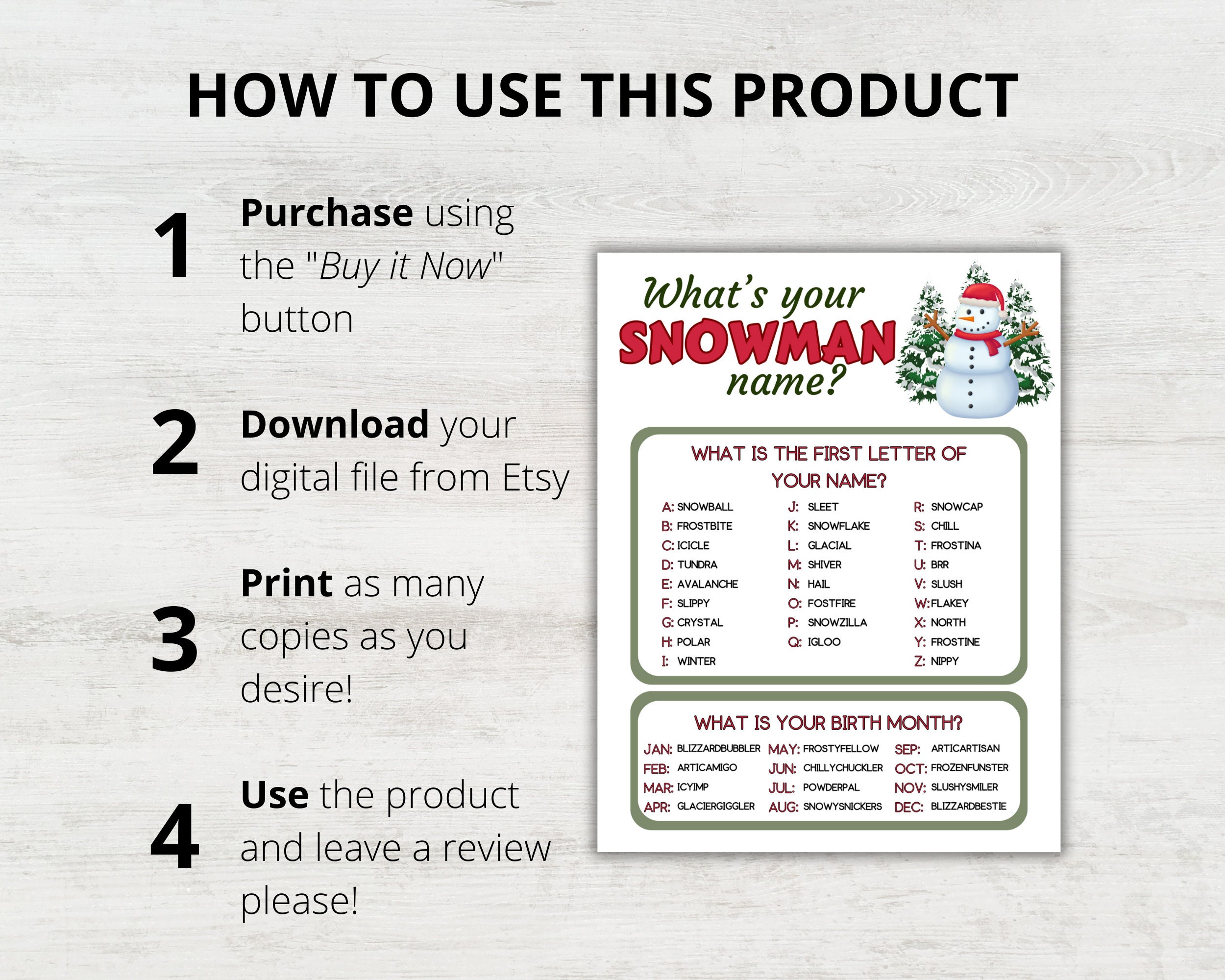 Snowman Name Game Printable, What's Your Snowman Name Game, Name ...