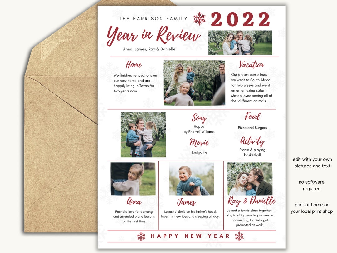 Year in Review Christmas Card Template Christmas Newsletter - Etsy