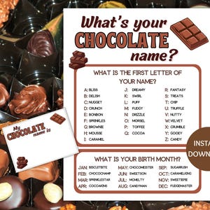 Chocolate Name Game Printable, What's Your Chocolate Name Game, Name ...