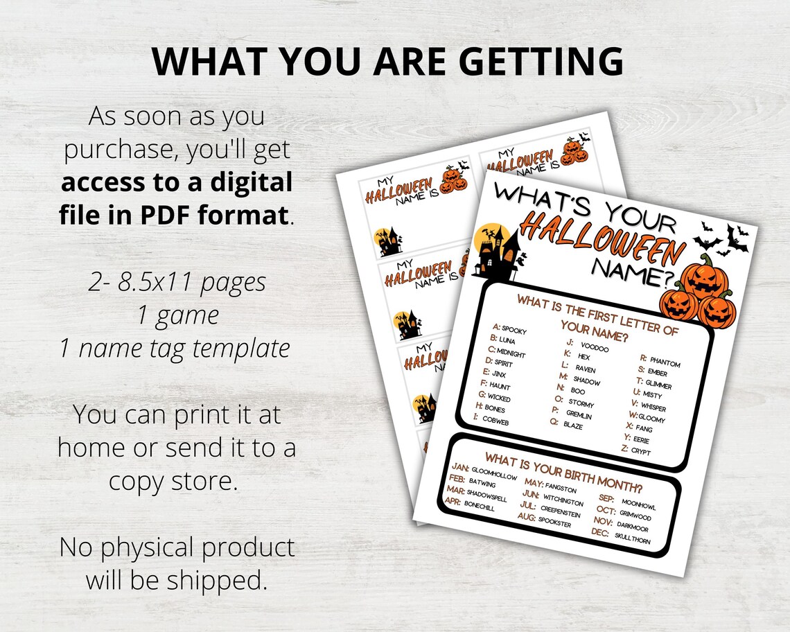 Halloween Name Game Printable, What's Your Halloween Name Game, Name ...