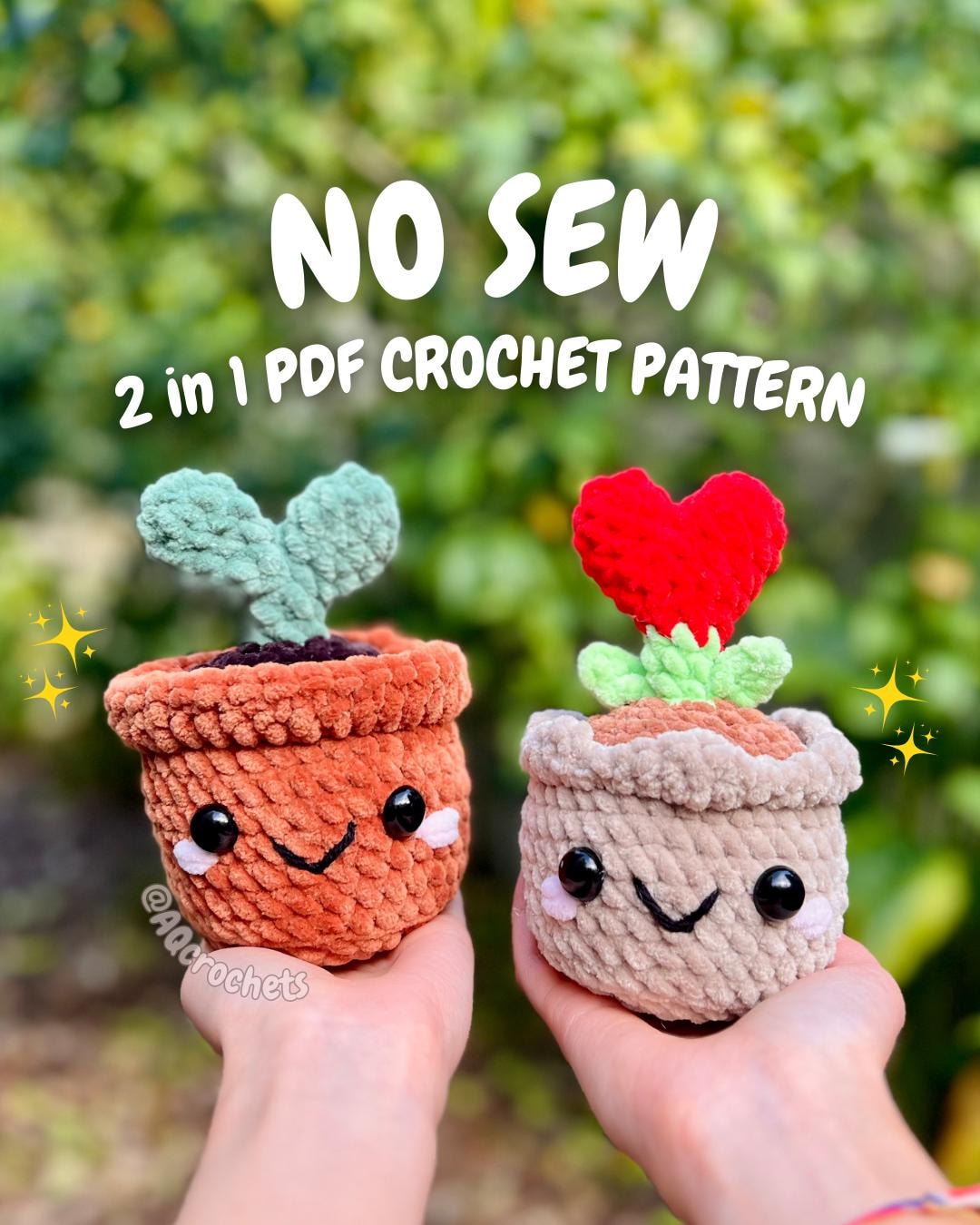No Sew Sprout and Heart Plant Crochet Pattern (no Sew Crochet Pattern ...