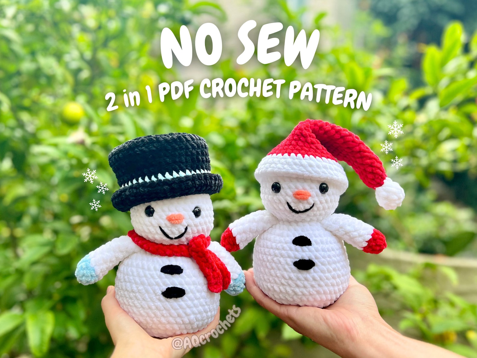 No Sew Snowman 2 in 1 PDF PATTERN snowman Crochet Pattern, Christmas ...