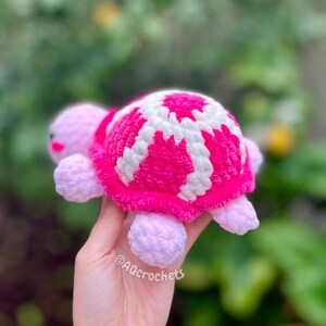 Handmade Pink Crochet Turtle Plushie, Crochet Pink Turtle Stuffed ...