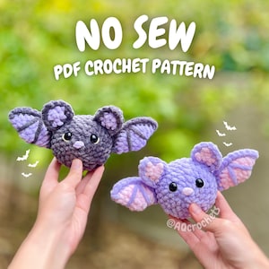 No Sew Bat Crochet Pattern (no Sew Halloween Crochet Pattern, Halloween ...