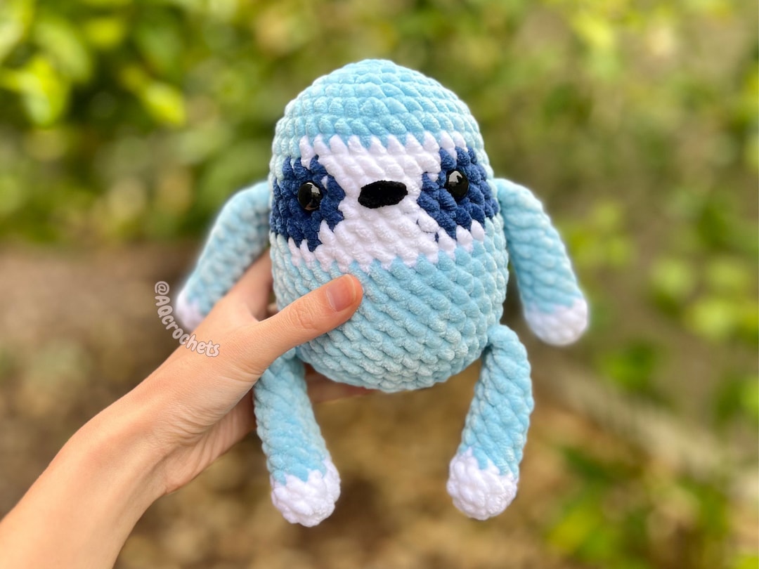Handmade Blue Sloth Crochet Plush, Crochet Sloth Plushie, Crochet Blue ...