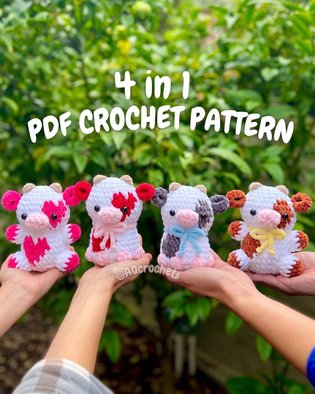4 in 1 Baby Cow Crochet Pattern Bundle (crochet Cow Pattern, Amigurumi ...