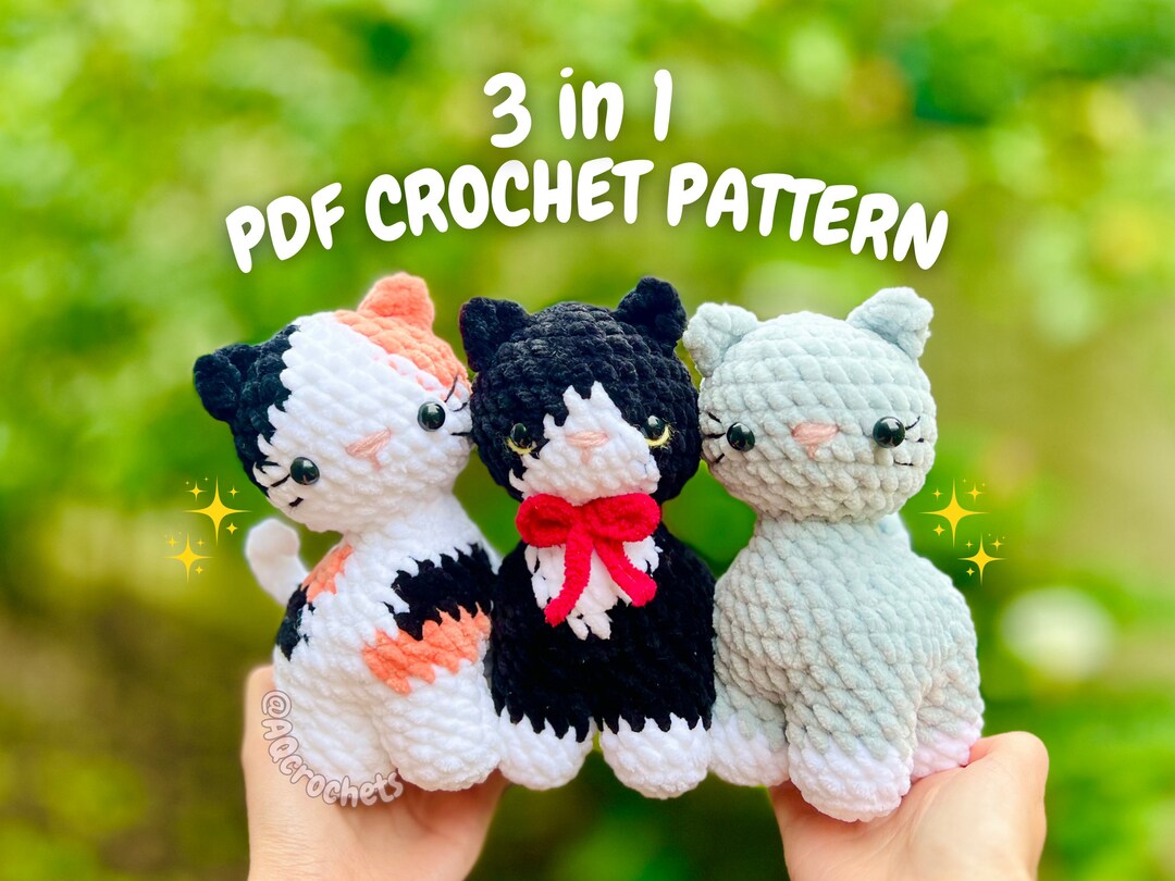 Standing Cats 3 in 1 Crochet Pattern (cat Crochet Pattern, Amigurumi ...