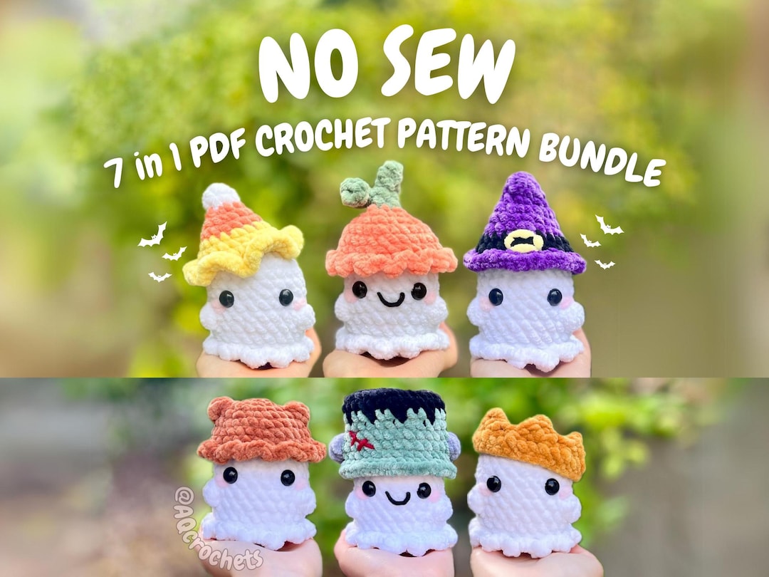 No Sew MINI Ghosts Wearing Hats 7 in 1 PDF Pattern Bundle (no Sew Ghost ...