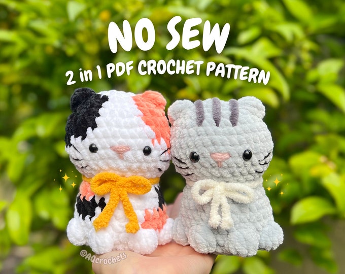 Miniature Calico Cat Micro Crochet Cat Kitten Amigurumi Stuffed Animal ...