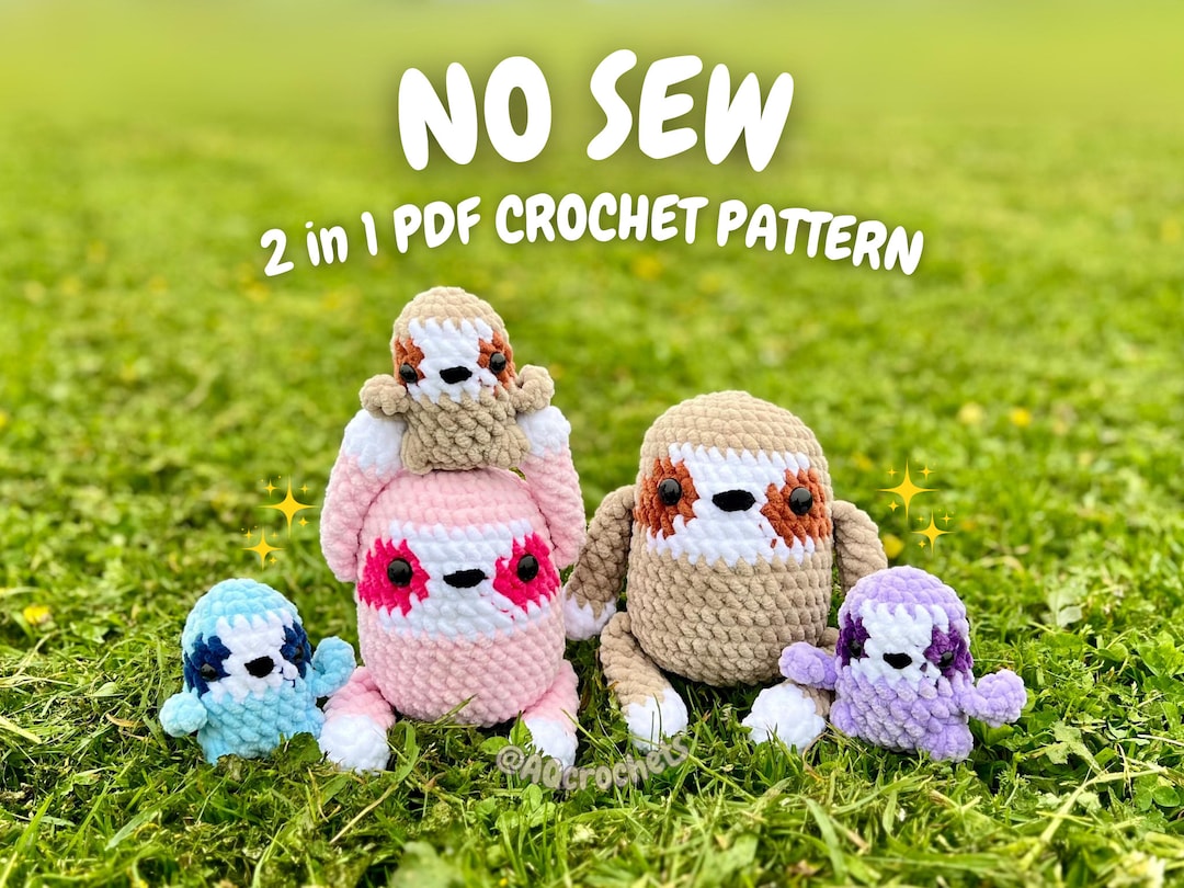 No Sew Sloths Crochet Pattern (no Sew Crochet Pattern, No Sew Sloth ...