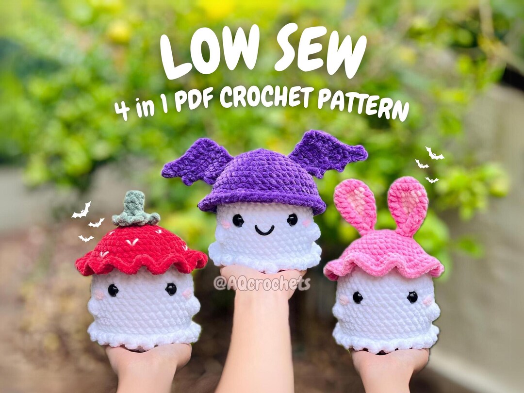 Low Sew Ghosts Wearing Hats 4 in 1 PDF PATTERN - Series 2 (no Sew Ghost ...
