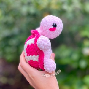Handmade Pink Crochet Turtle Plushie, Crochet Pink Turtle Stuffed ...