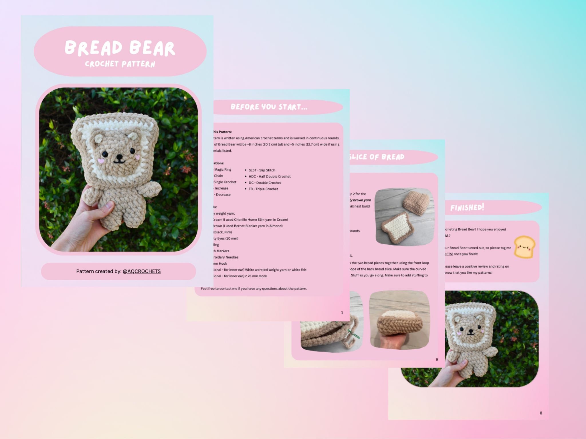 Crochet Bread Buddy and Bread Bear BUNDLE PDF PATTERN (2 for 1) - Etsy