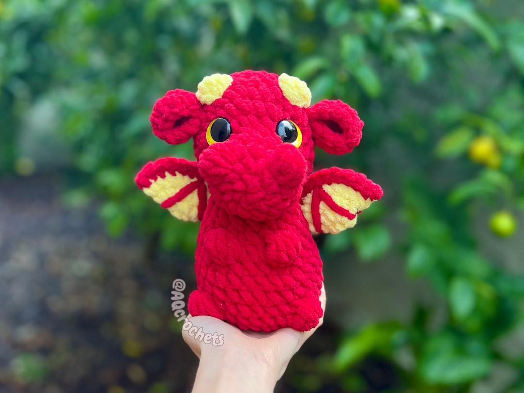 Handmade Red Dragon Crochet Plush, Crochet Red Dragon Plush, Amigurumi ...