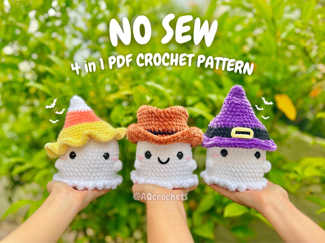 No Sew Ghosts Wearing Hats 4 in 1 PDF PATTERN (no Sew Ghost Crochet ...