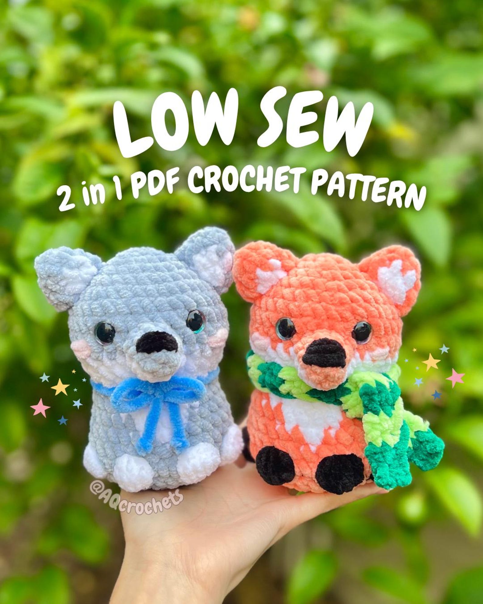Wolf and Fox Pup Crochet Pattern (fox Crochet Pattern, Wolf Crochet ...