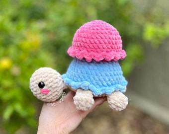 Handmade Pink Crochet Turtle Plushie, Crochet Pink Turtle Stuffed ...