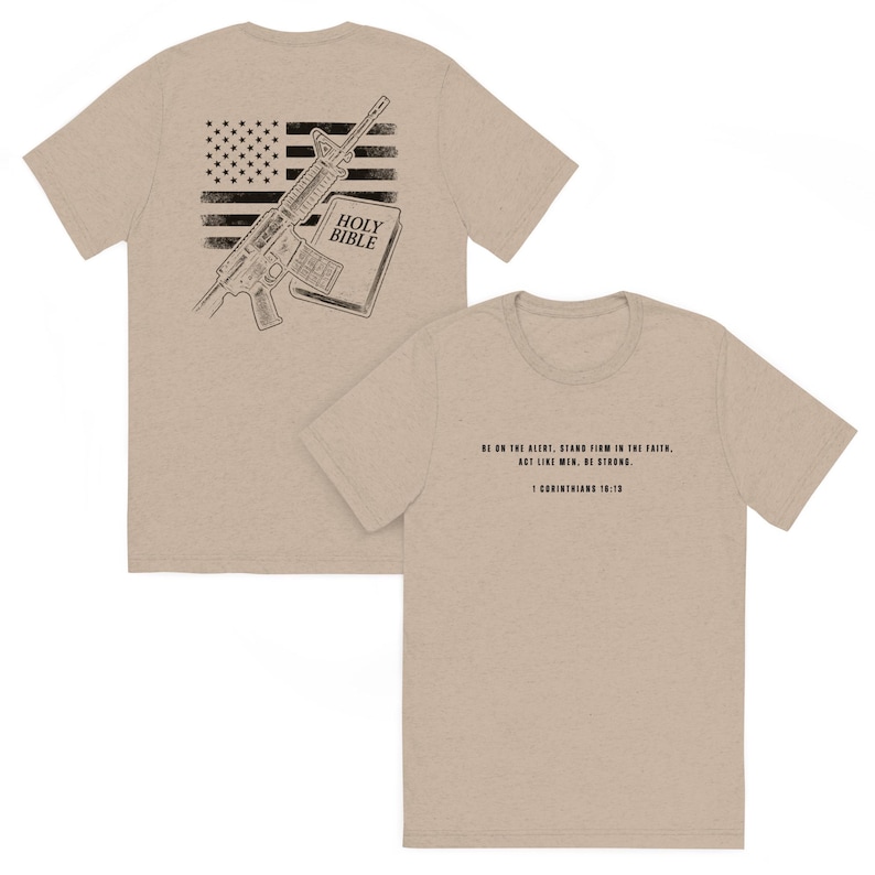 Tactical Christian Gym Shirt – Bible, Rifle, American Flag Design - Etsy