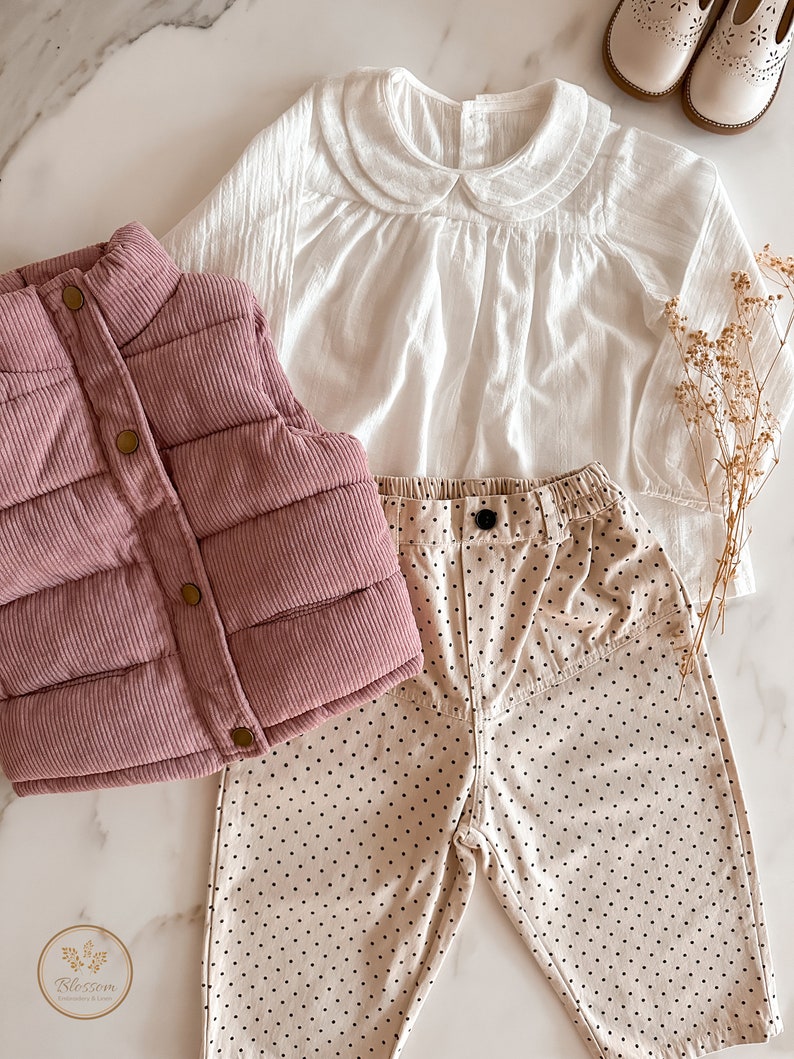 Pink Corduroy Vest for Girls. Vest With Pockets, Zipper and Turtleneck ...