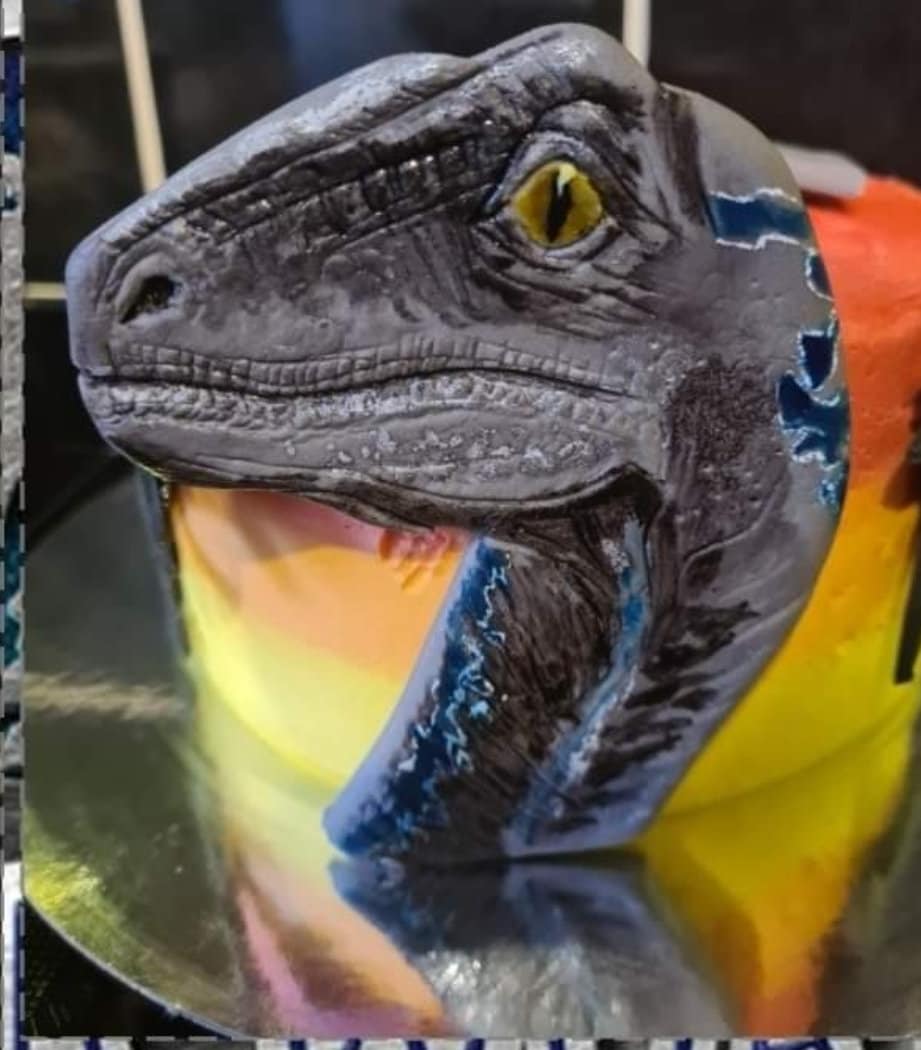 Hand Painted Fondant 2D Dinosaur Head Cake Topper - Etsy