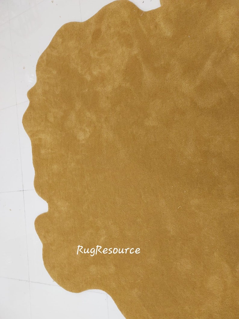 5x5 Irregular Gold Musturd Rug Odd Shape Modern Designer Handtufted Rug ...