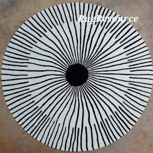 Black and White 9x9 Round Area Rug Aesthetic Modern Abstract ...