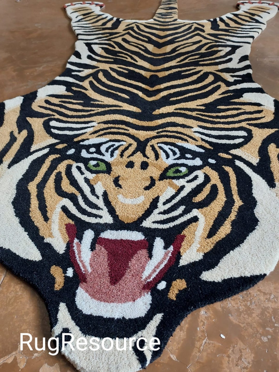 Buy 8x10 Gold Black Angry Tiger Rug-handmade Tufted Animal Area Rug for ...