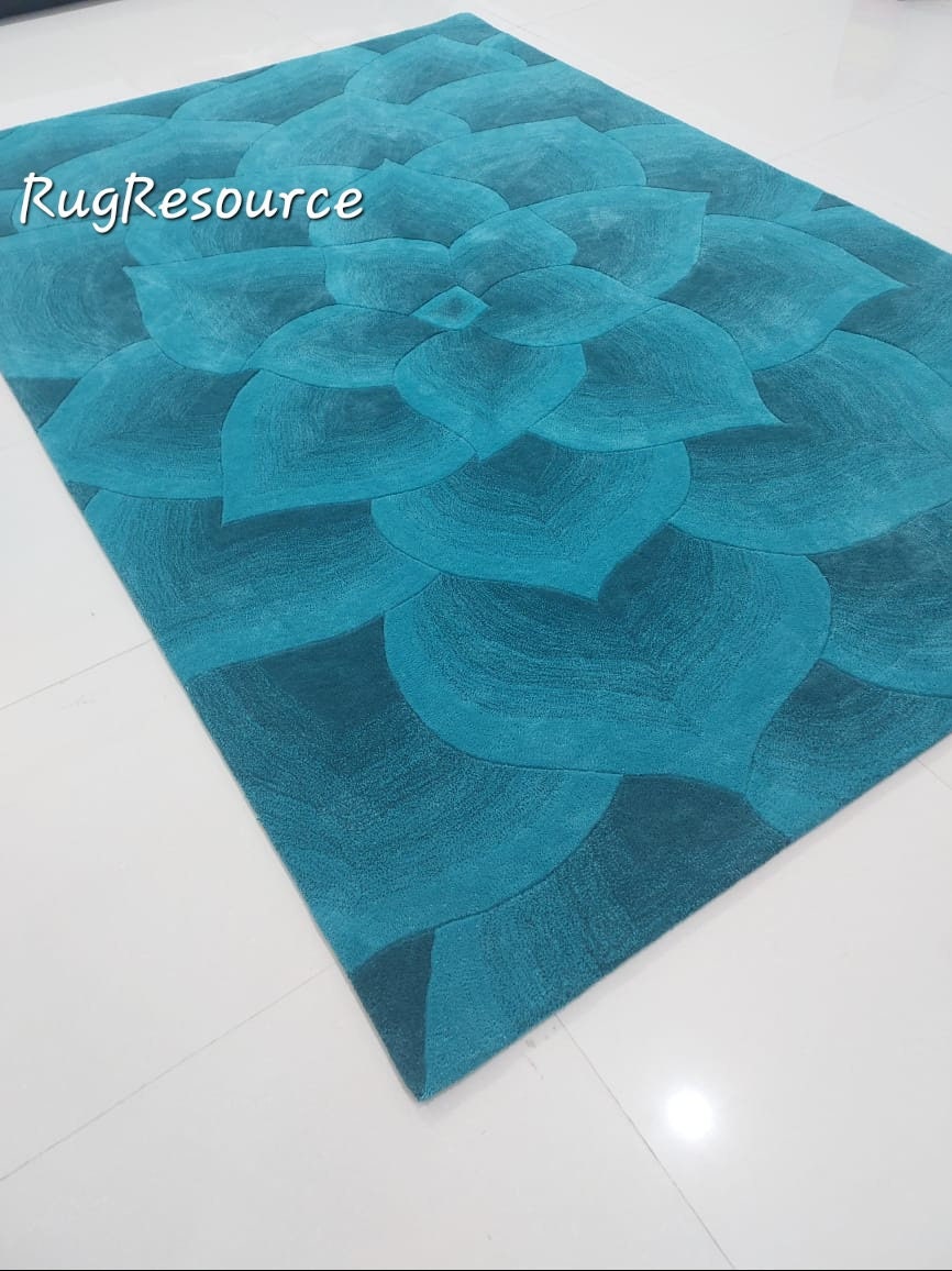 Floral Teal Blue Area Rug 8x10 9x12modern Abstract Handmade Gradient ...