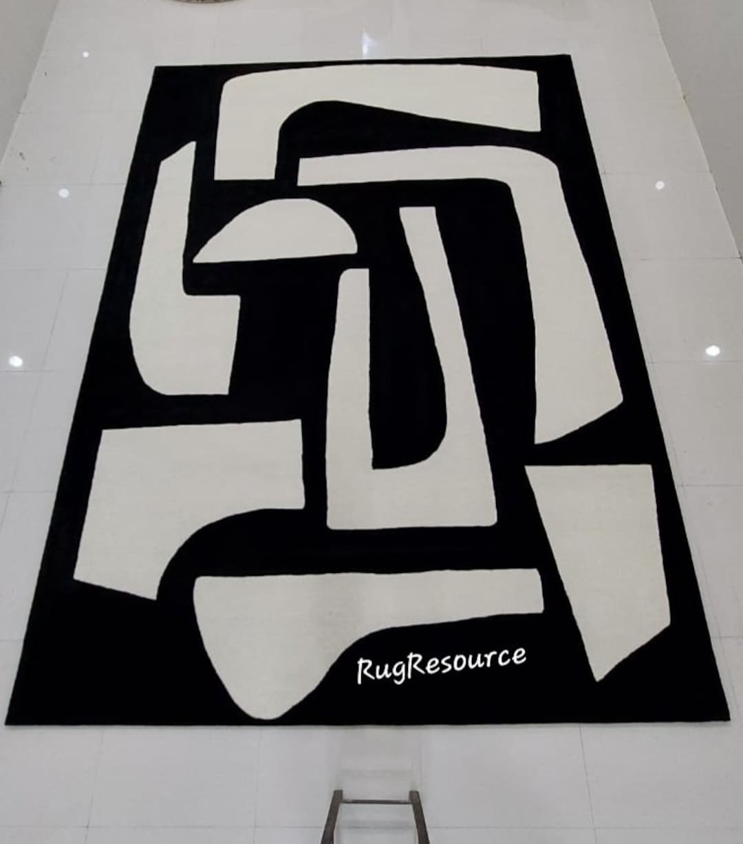 8x10 Black White Area Rug Modern Abstract Black Rug Black Tufted ...