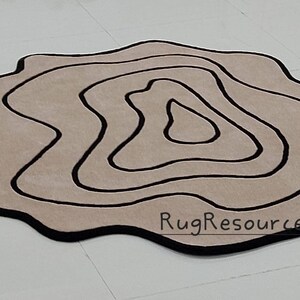 9x9 Premium Beige Black Circle Shape Area Rug- Modern Handtufted Round ...