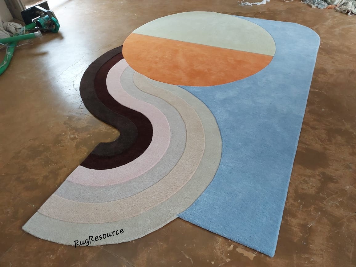 Handmade Tufted Wavy Irregular Shape Area Rug Modern and Eye Catching ...