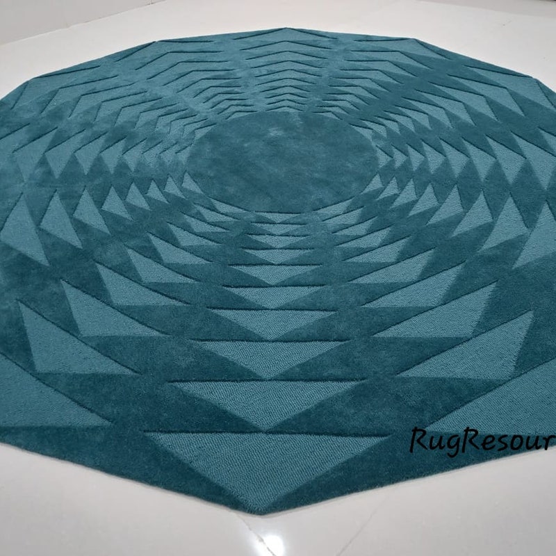 Blue Round Rug - Etsy