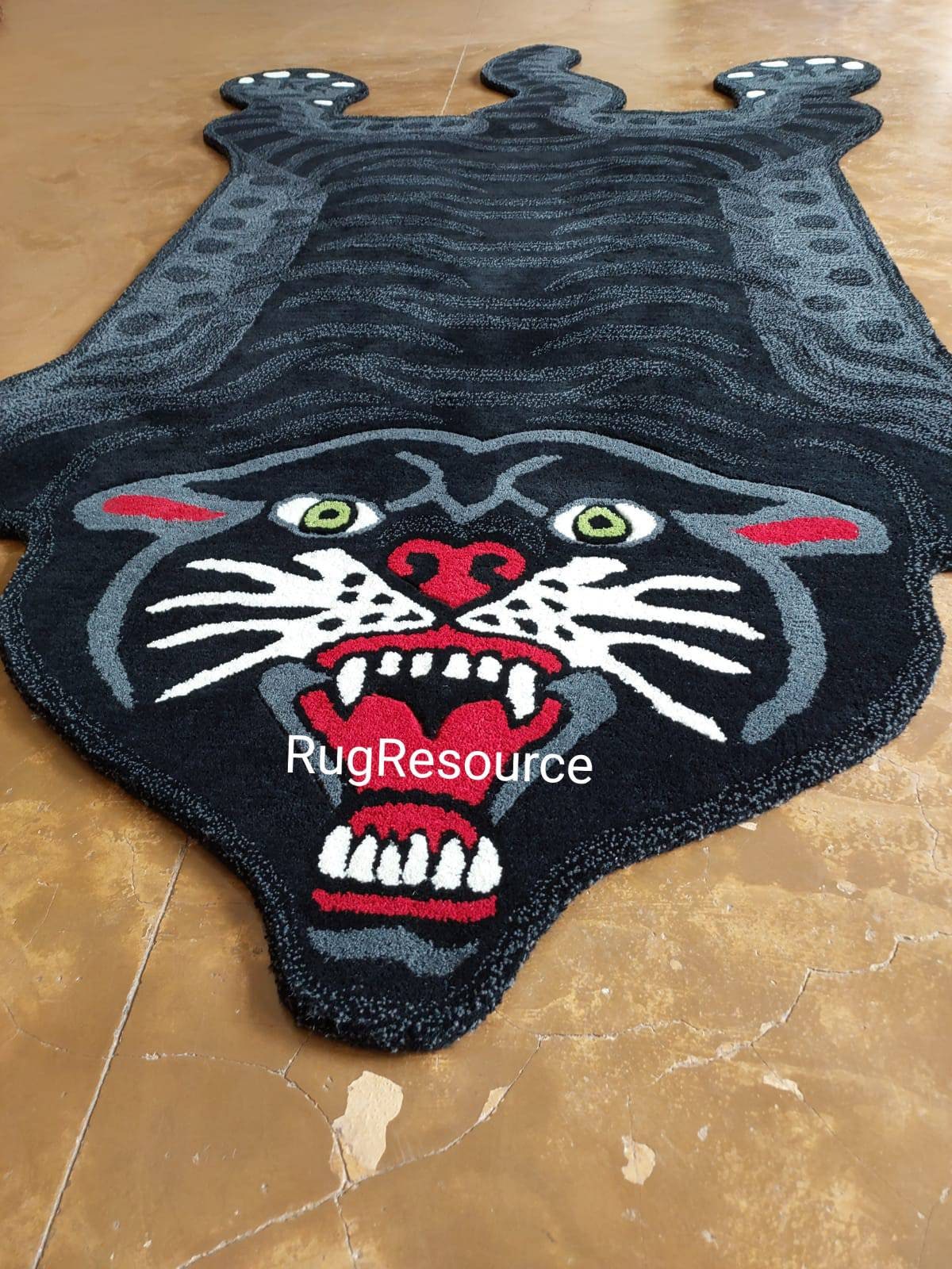 Handmade Tufted Black Tiger Rug for Living Room, Bedroom Kids Room ...