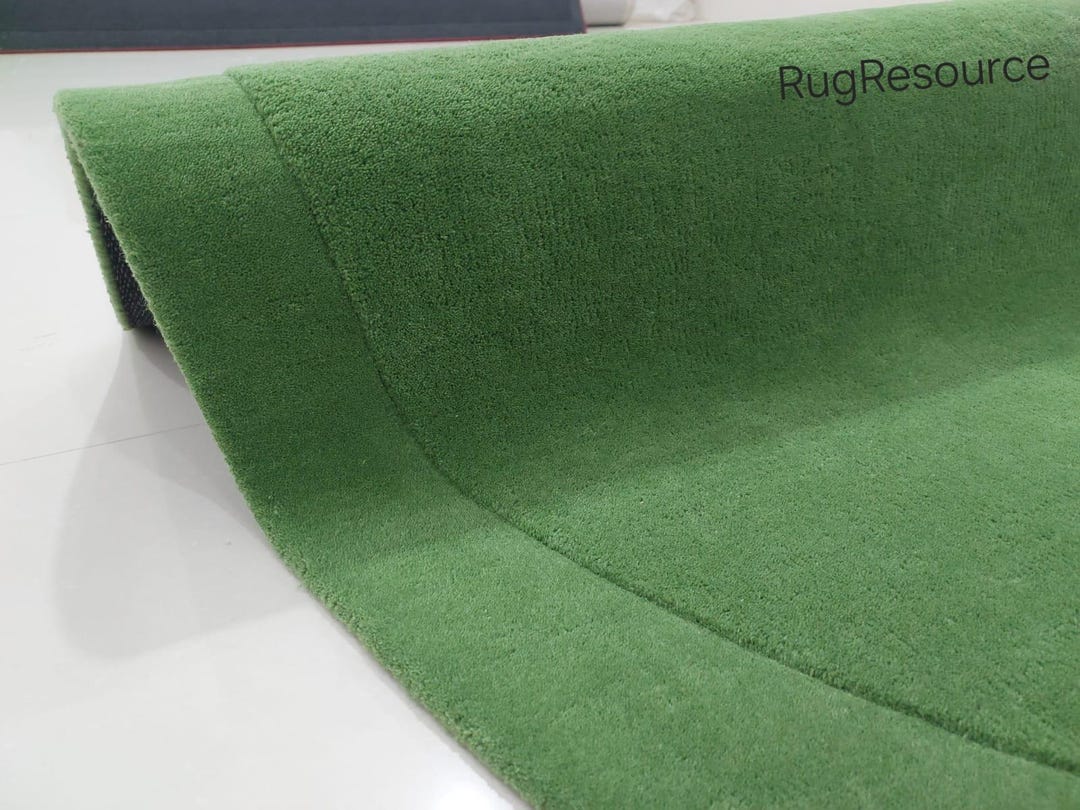 8x10 Green Area Rug -modern Abstract Solid Plain Rug Handmade Green Rug ...