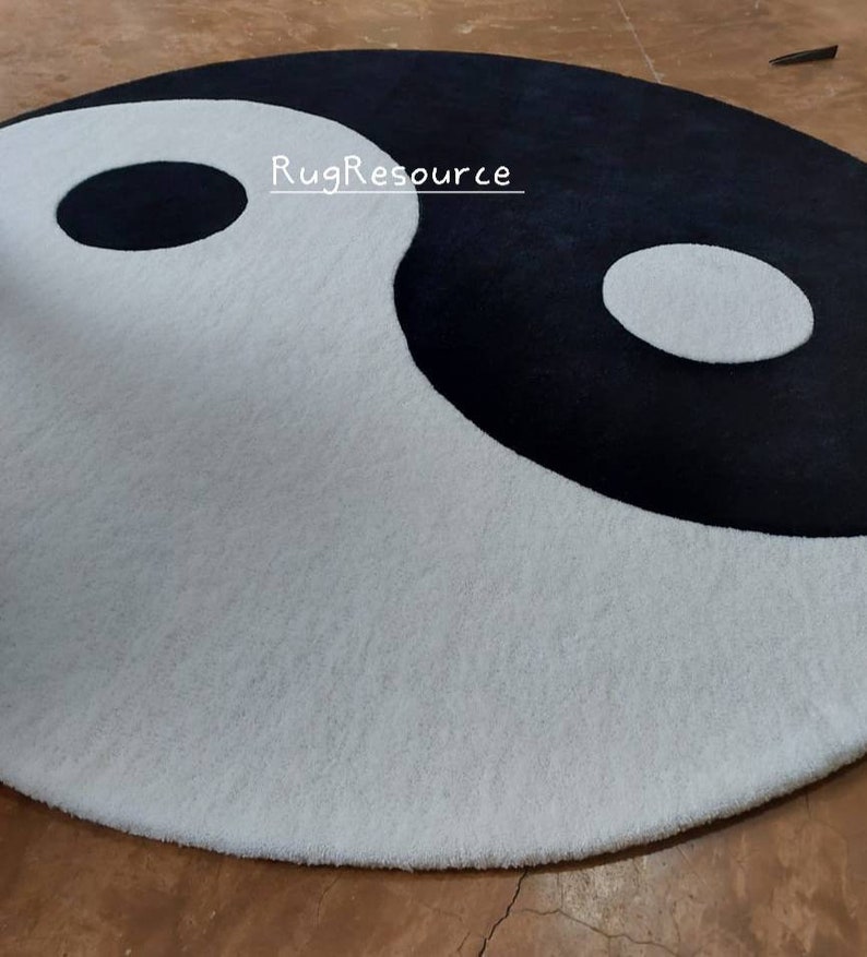 Black and White Circle Yin-yang Rug for Living Room Bedroom Kidsroom ...