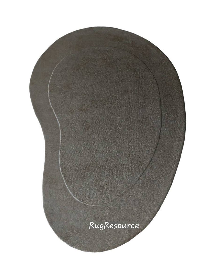 Irregular Shape Ivory Kidney Shape 8x10 Modern Abstract 100 % Wool ...