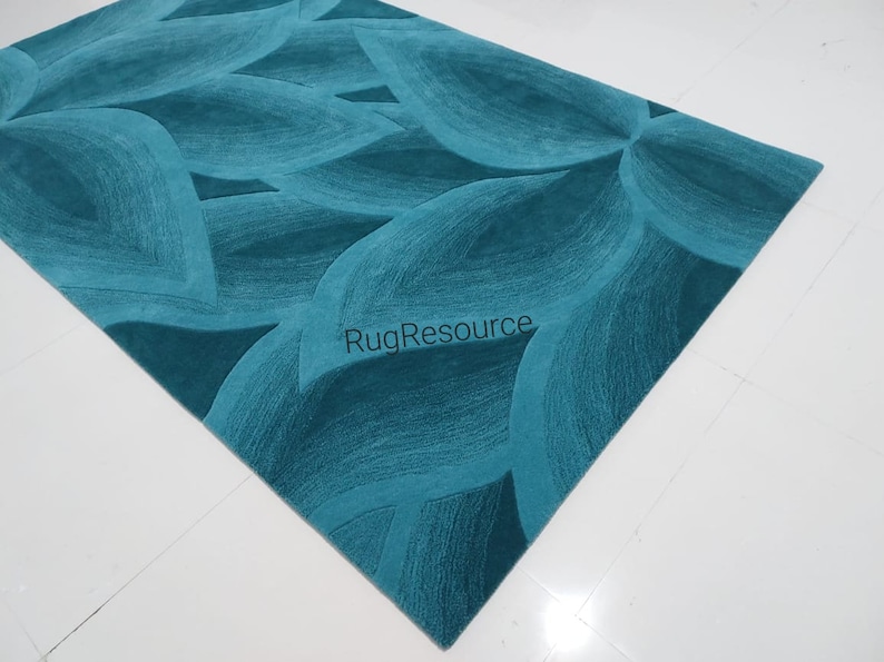 Floral Teal Blue Area Rug 8x10 9x12modern Abstract Handmade Gradient ...