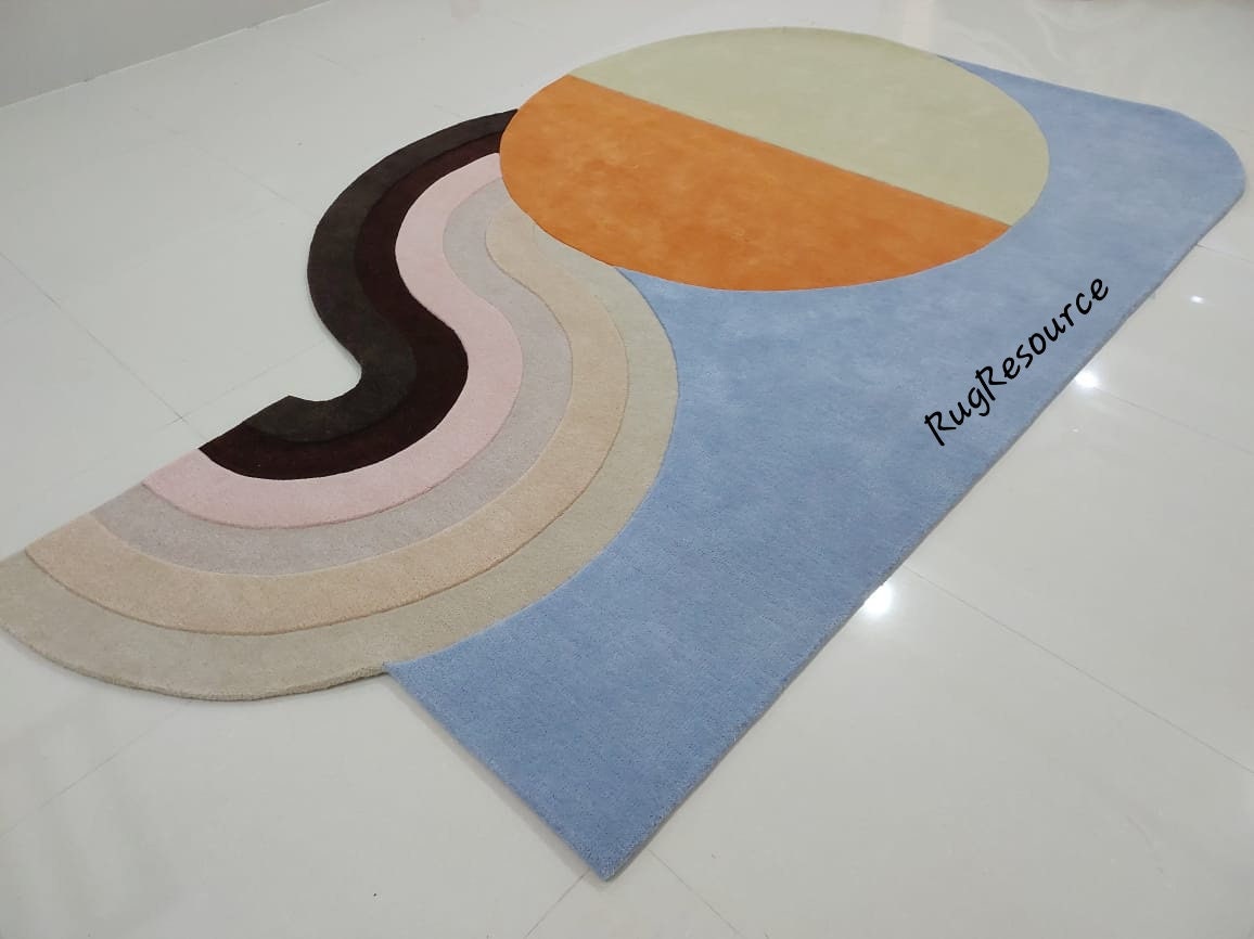 Handmade Tufted Wavy Irregular Shape Area Rug Modern and Eye Catching ...