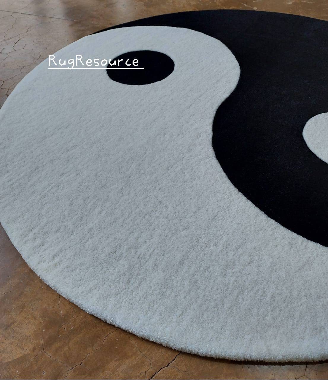 Black and White Circle Rug Yin-yang Rug Round Wool Area Rug for Living ...