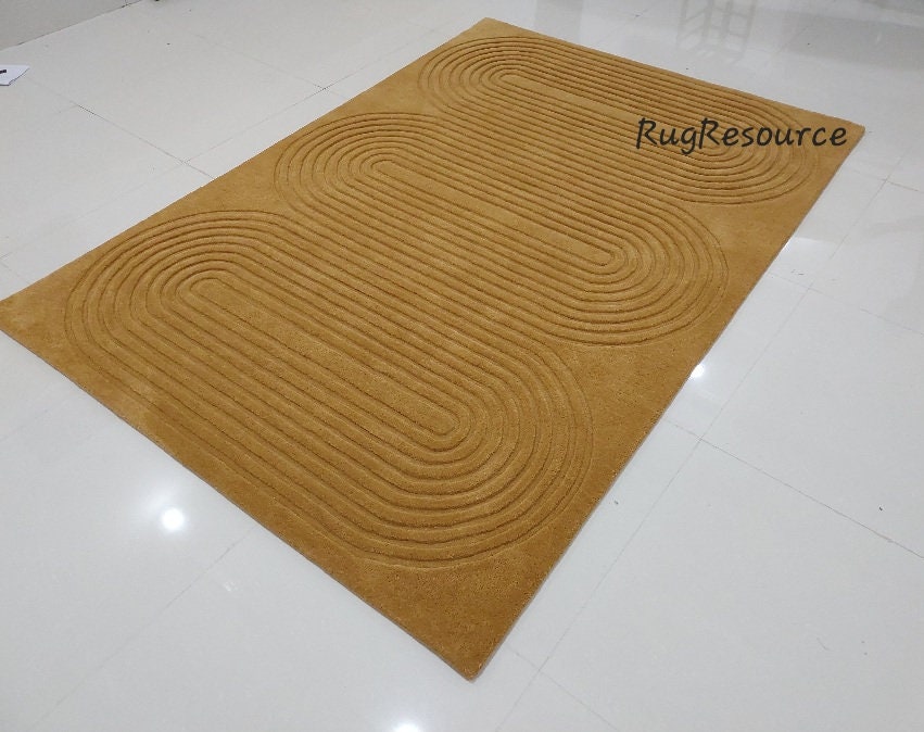 8x10 Mustard Gold Yellow Area Rug modern Abstract Rug Minimalisttexture ...