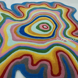 Minimalist Handmade Tufted Modern Abstract Woolen Amoeba Shape Rug for ...