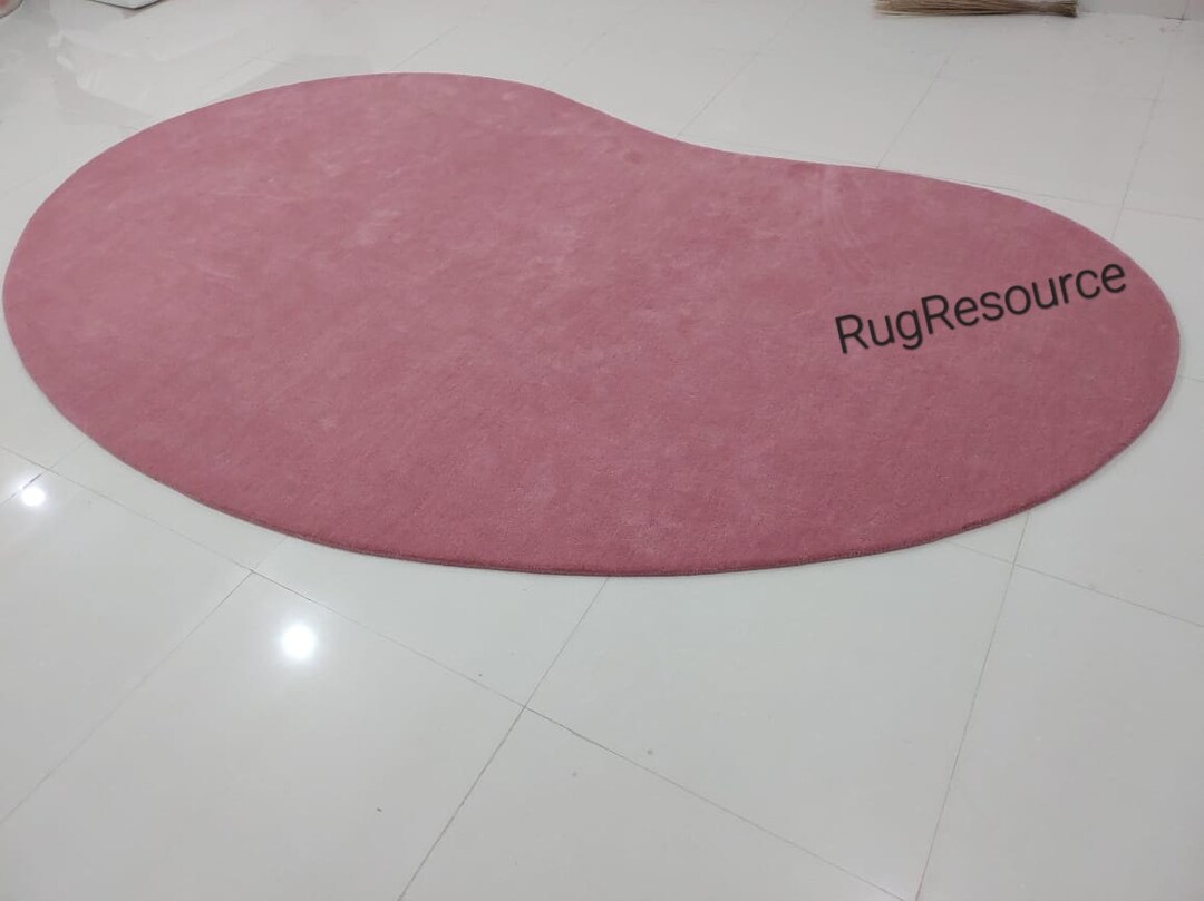 Irregular 8x10 Pink Kidney Shape Rug Modern Abstract 100 % Wool Tufted ...