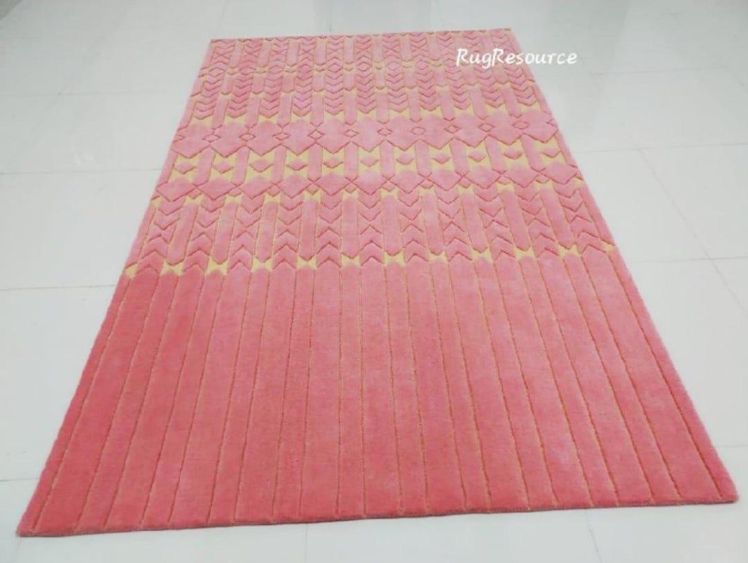 8x10 Pink Area Rug -modern Abstract Rug Handmade Pink Rug Wool Pink Rug ...