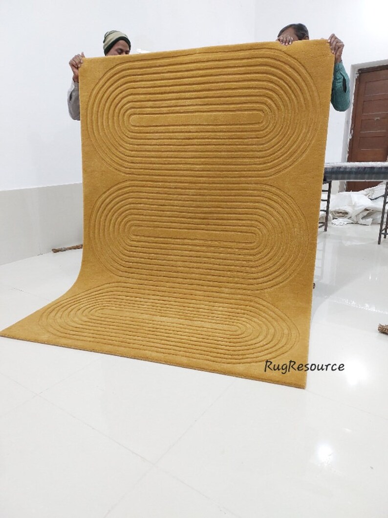 8x10 Mustard Gold Yellow Area Rug modern Abstract Rug Minimalisttexture ...