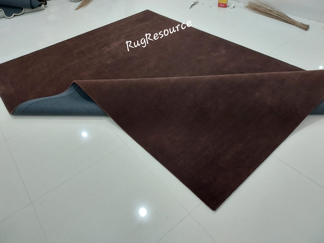 8x10 Dark Choco Brown Area Rug -modern Abstract Solid Plain Rug for ...