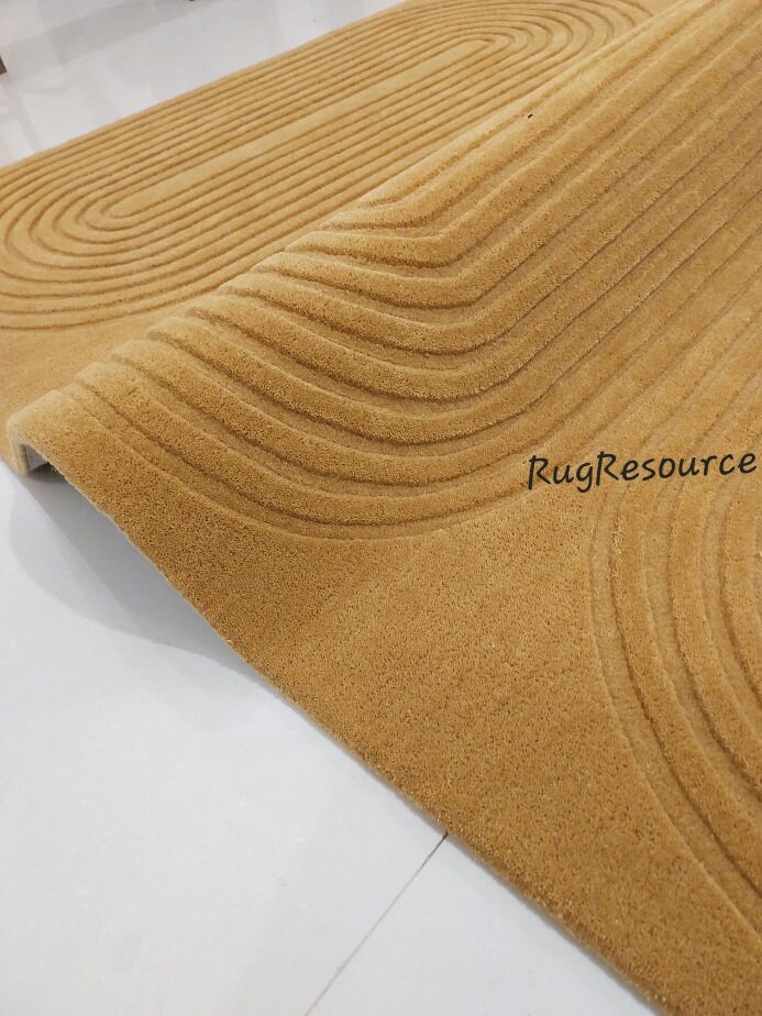 8x10 Mustard Gold Yellow Area Rug modern Abstract Rug Minimalisttexture ...