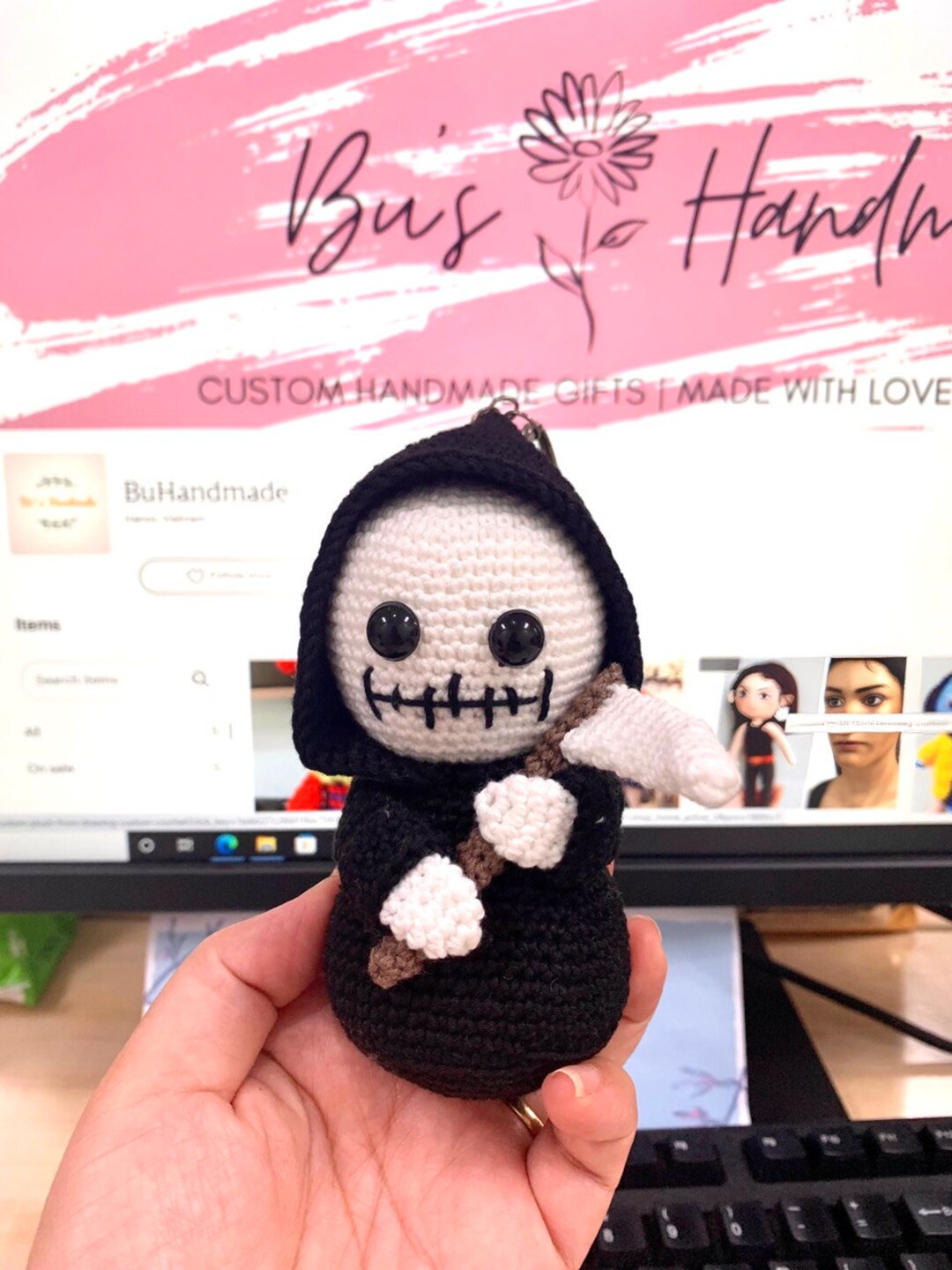 Keychain Halloween Grimm Reaper Crochet Handmade - Etsy